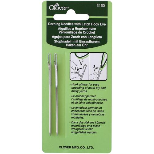 Clover Darning Needles W/Latch Hook Eye 2/pkg | The Ribbon Rose