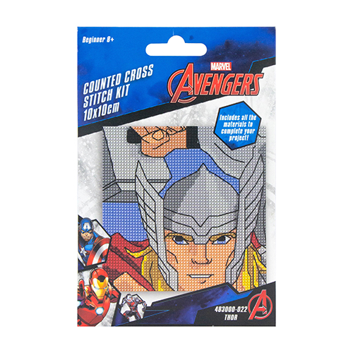 Disney Marvel Counted Cross Stitch Mini 10x10cm - Thor | The Ribbon Rose