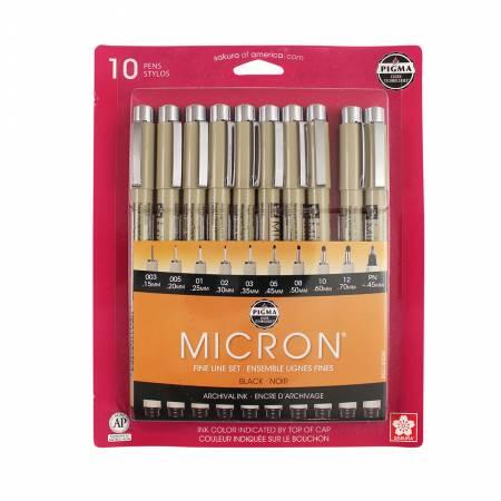 Pigma Micron 10 Piece Set - Black | The Ribbon Rose