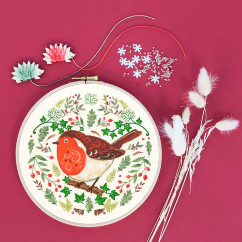 Bothy Threads Folk Art Embroidery Kit - Folk Robin | The Ribbon Rose