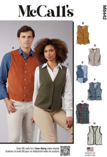 McCalls Sewing Pattern Misses' and Men's Lined Vests M8442 | The Ribbon ...