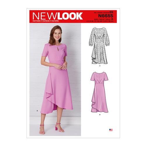 New Look Pattern 6655 Misses' Dress In Two Lengths With Sleeve ...